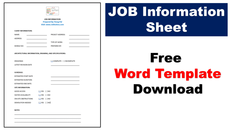 Job information sheet for project template free download - Civilnotess.com